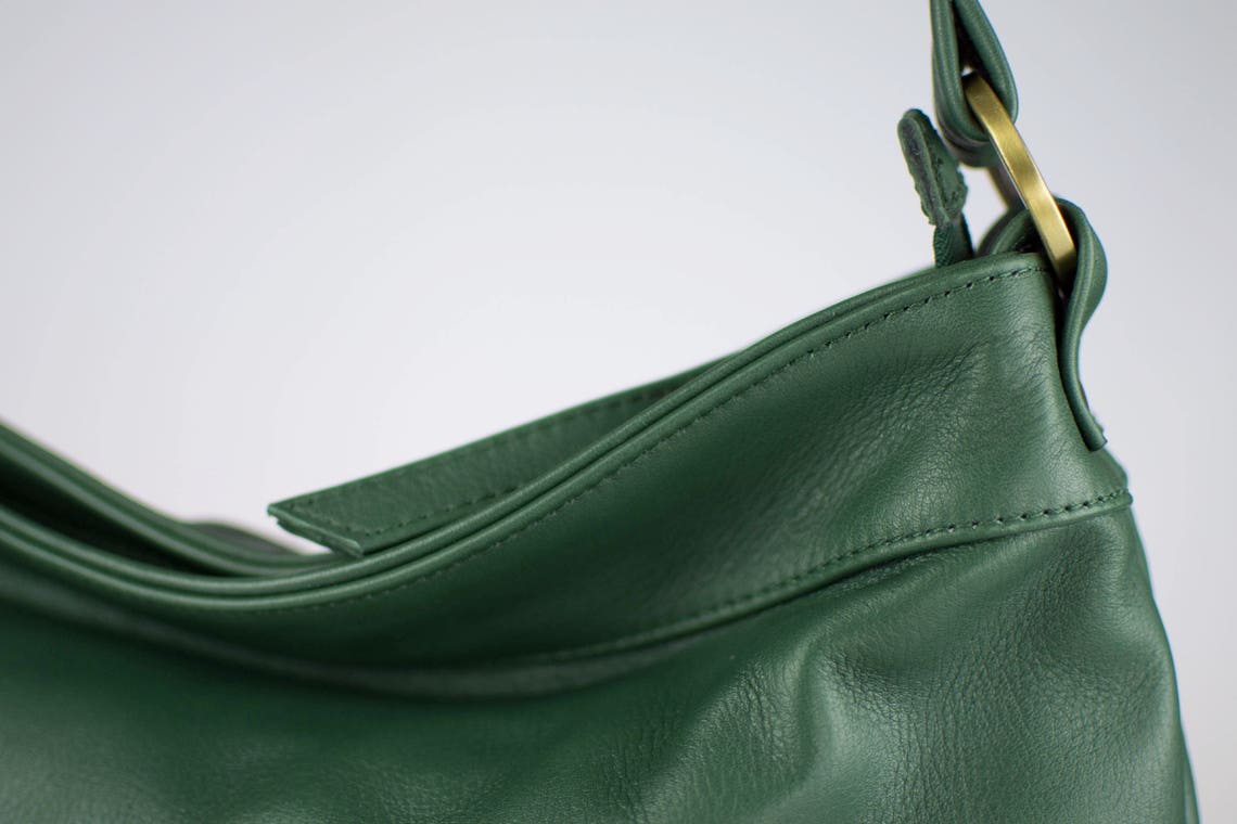 Green Leather Purse Everyday Leather Bag Leather Hobo Bag - Etsy
