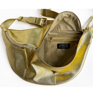 Large Metallic Gold Sling Bag- Gold Leather Bags - Gold Metallic ...