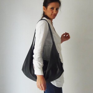 Black Slouchy Hobo Bag for Women- Black Shoulder Bag in Soft Leather ...