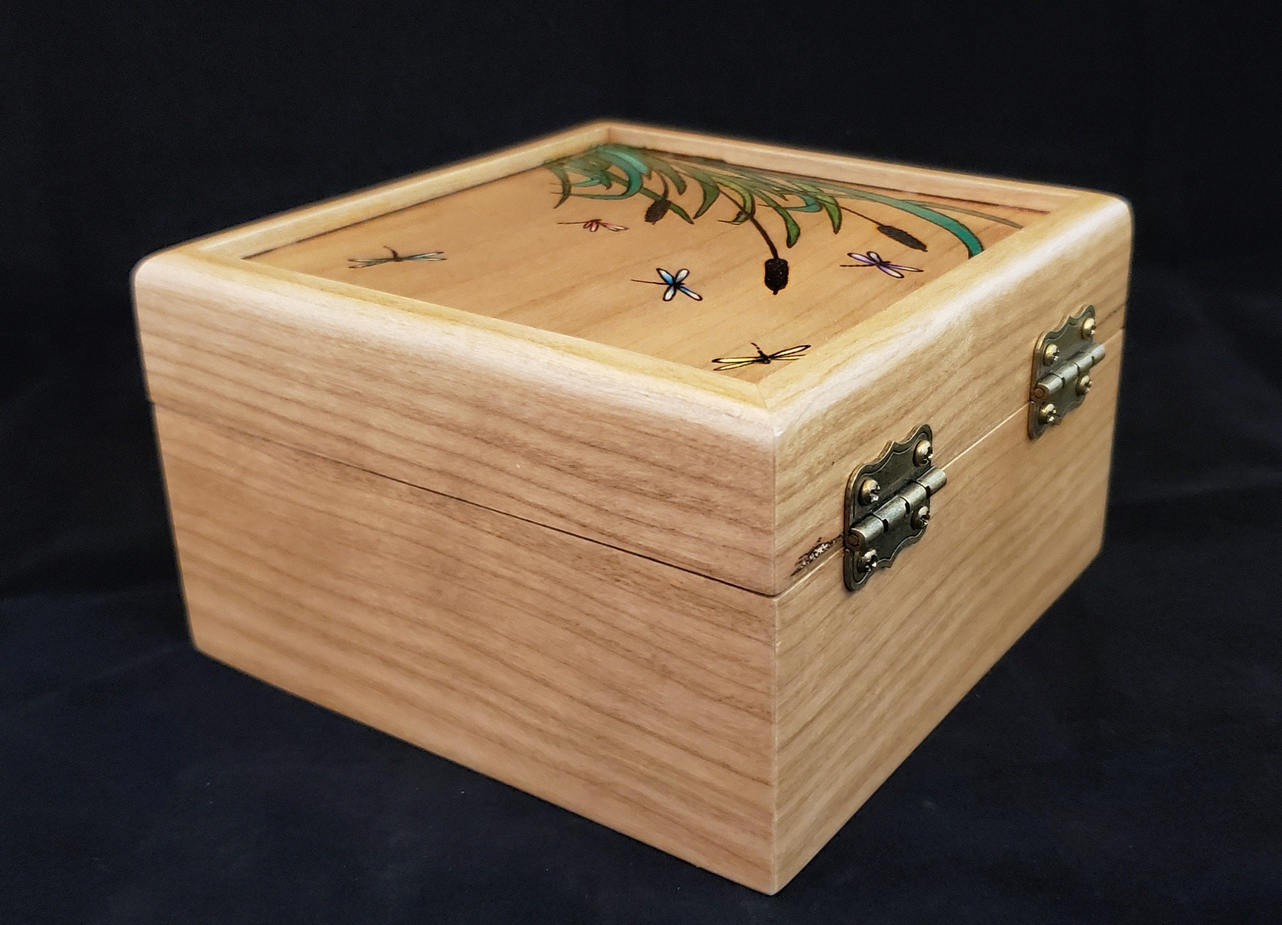 Solid Cherry Wood Wooden Cattail and Dragonflies Woodburned - Etsy