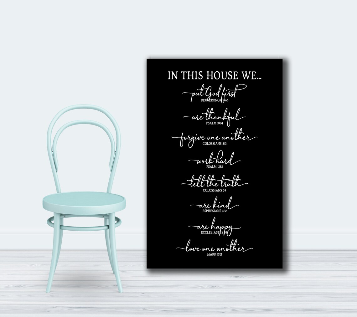 In this house we put God first are thankful forgive one | Etsy