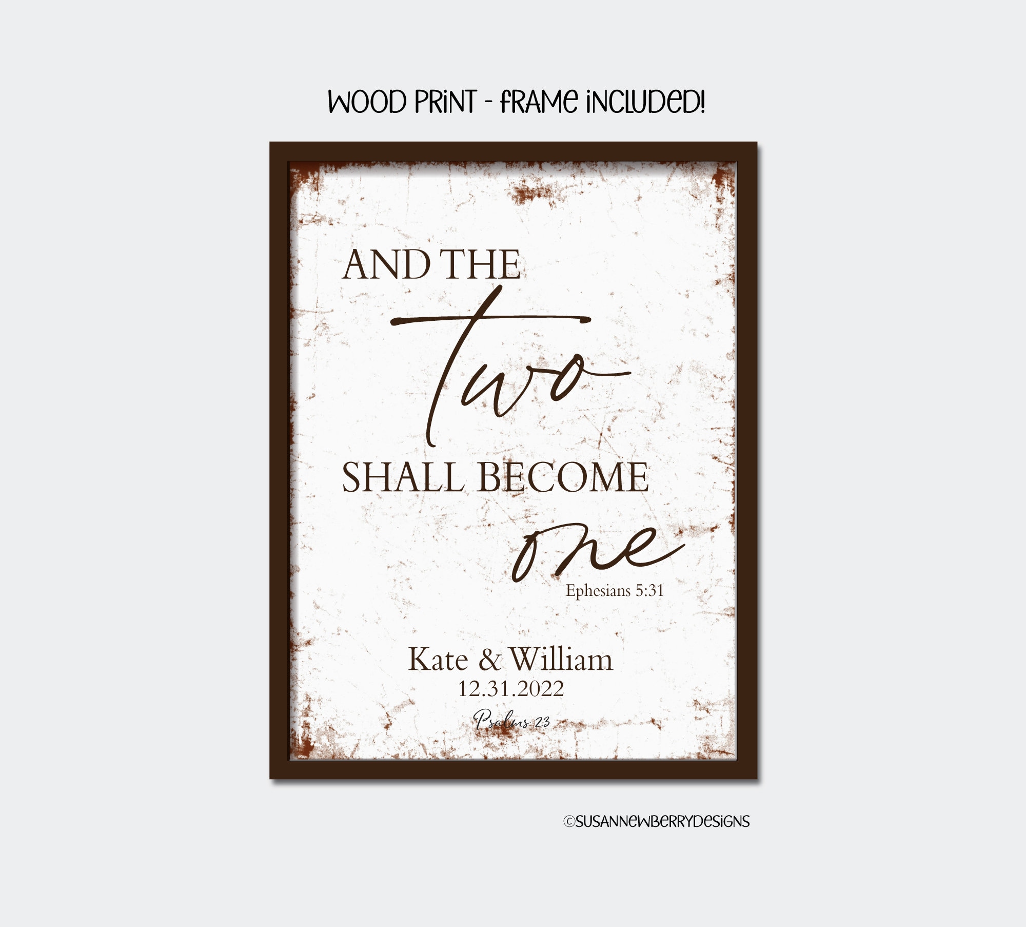 Framed Wood Sign - and the Two Shall Become One Personalized ...