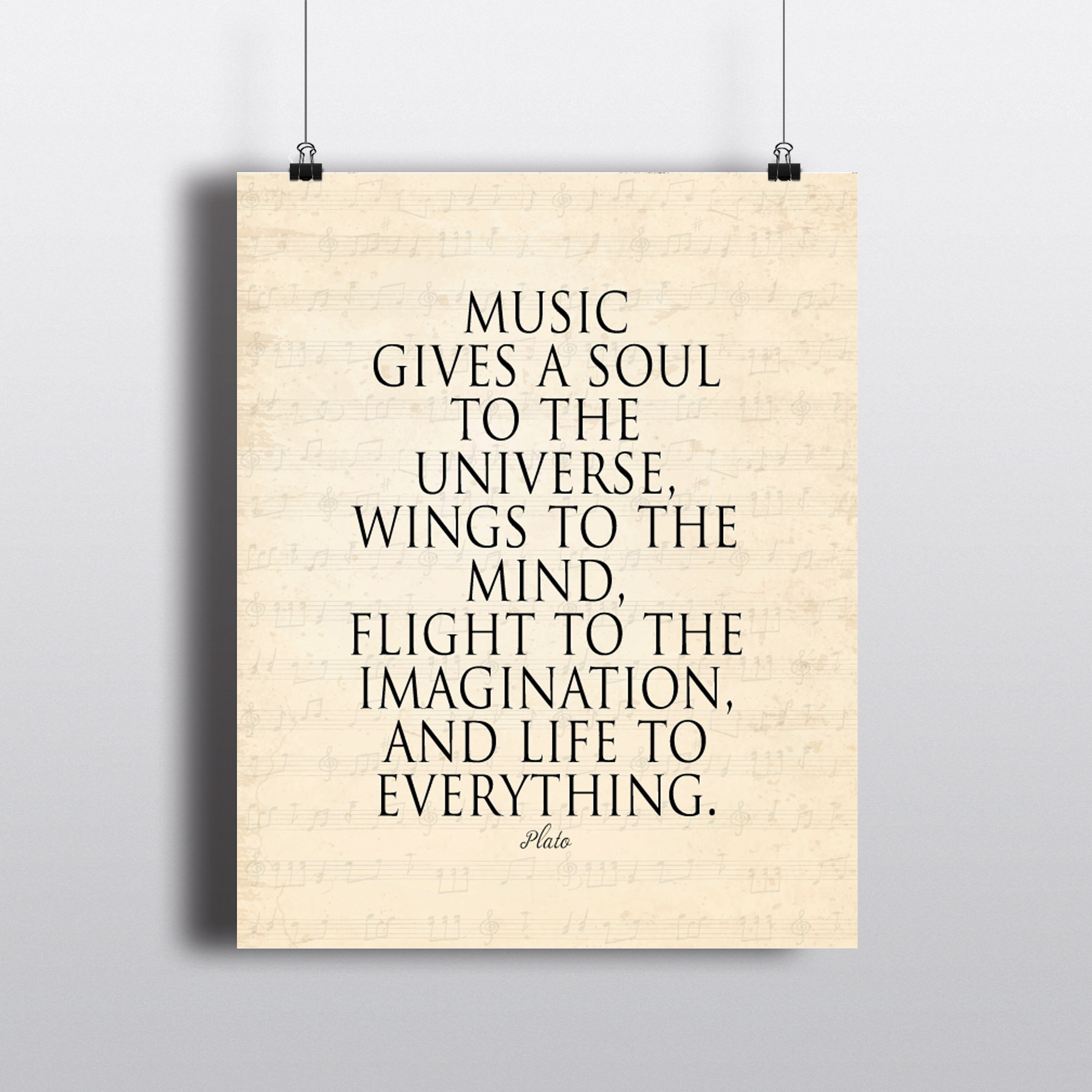 Music gives a soul to the universe Wings to the mind Flight to | Etsy