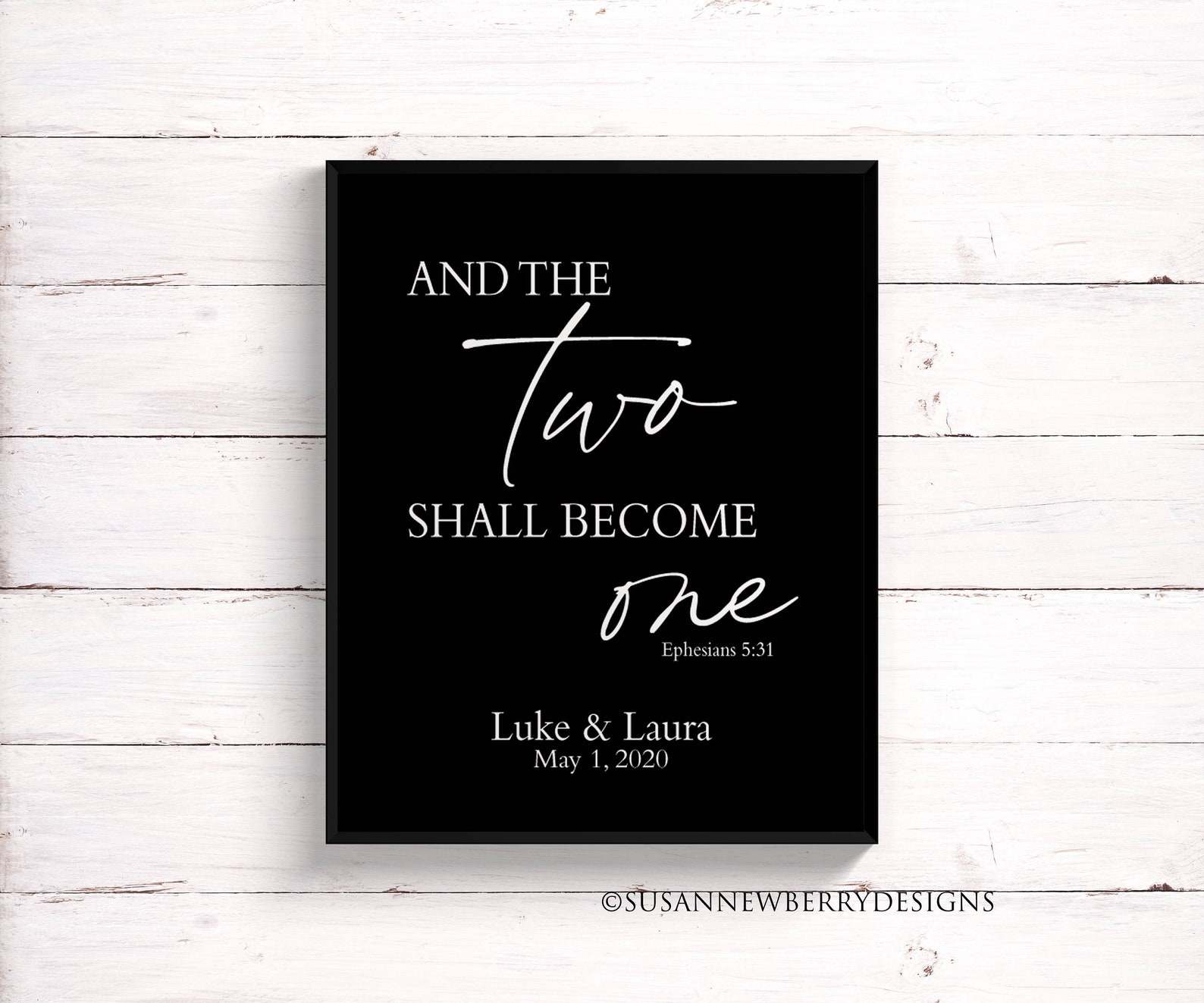 Framed Wood Sign - and the Two Shall Become One Personalized ...