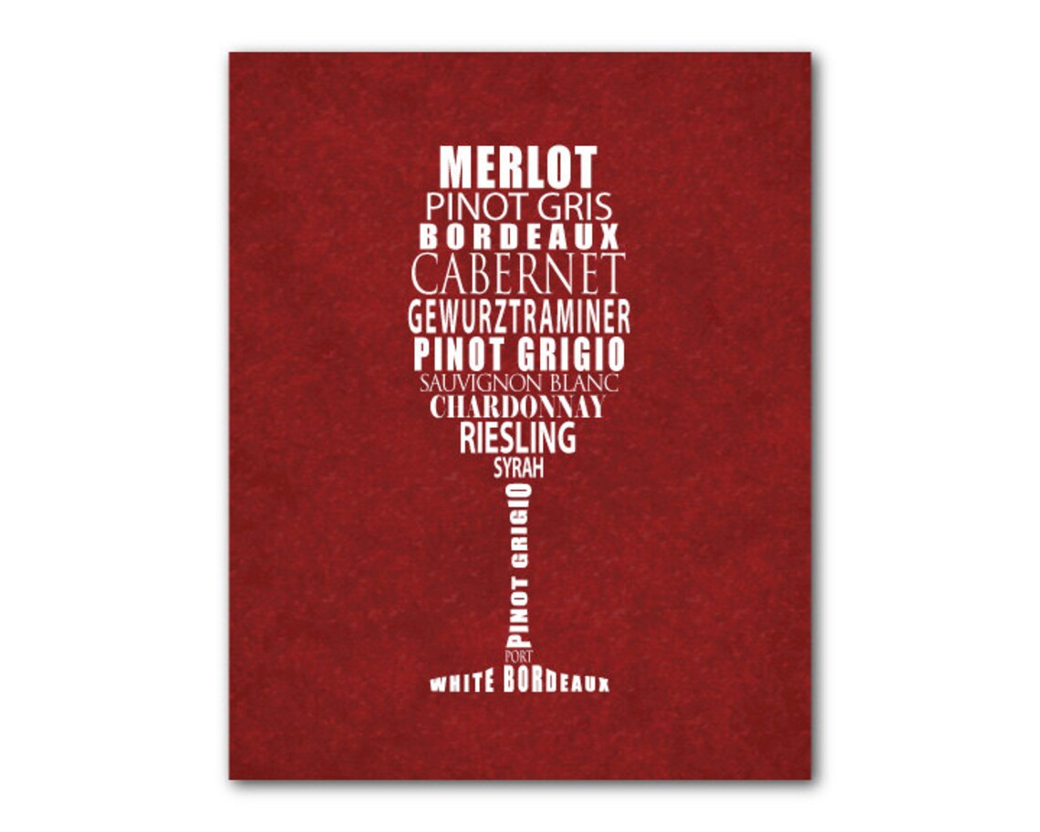 Wine Names Typography Wall Art PRINT OR CANVAS-Unique gift for | Etsy