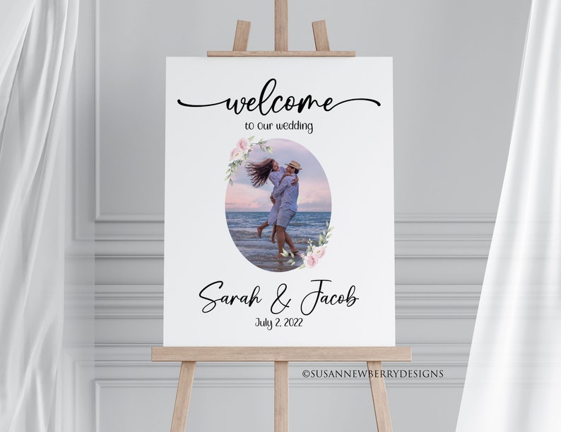 Custom Wedding Welcome Sign With Photo PRINT or CANVAS Wedding - Etsy