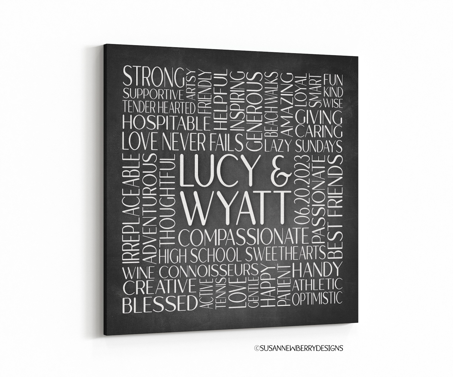 Custom Square Word Cloud - Birthday Wall Art - Wedding Anniversary Gift ...