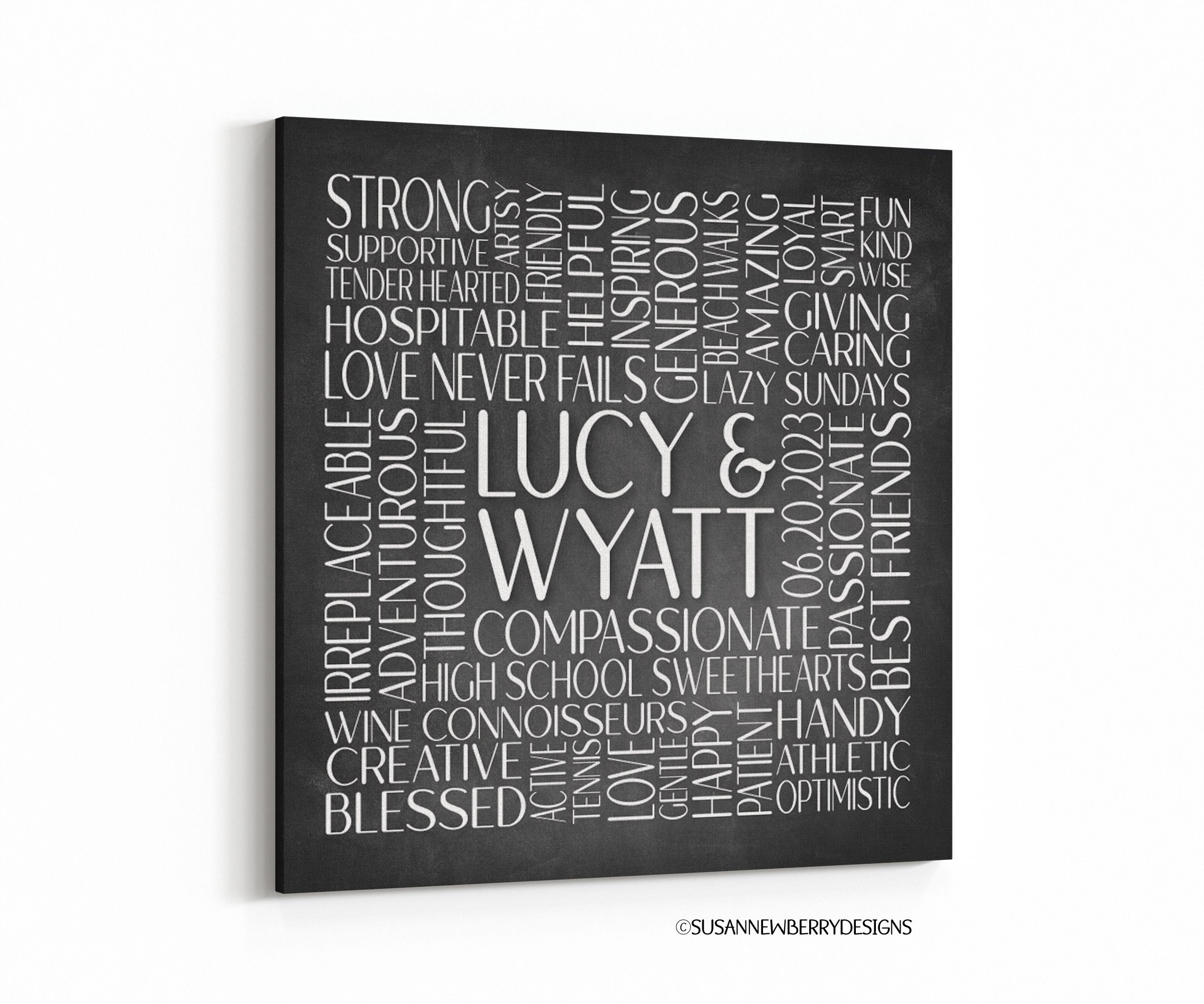 Custom Square Word Cloud - Birthday Wall Art - Wedding Anniversary Gift ...
