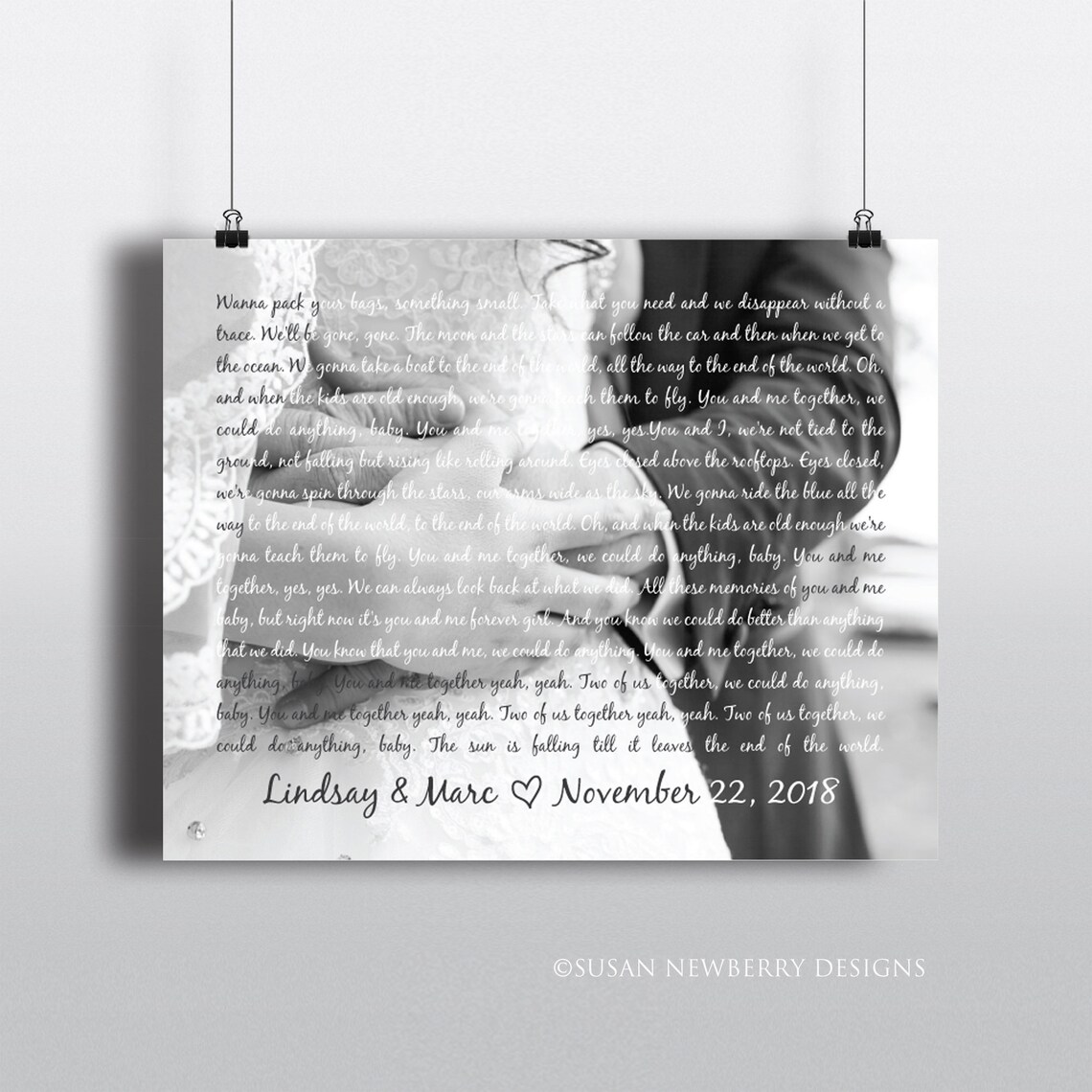 Wedding Photo with Song Lyrics PRINT OR CANVAS Wedding Vows | Etsy