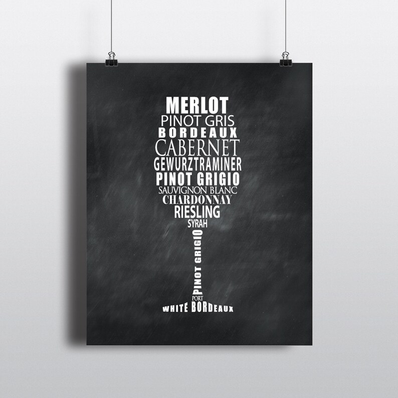 Wine Names Typography Wall Art PRINT OR Canvas-unique Gift for | Etsy