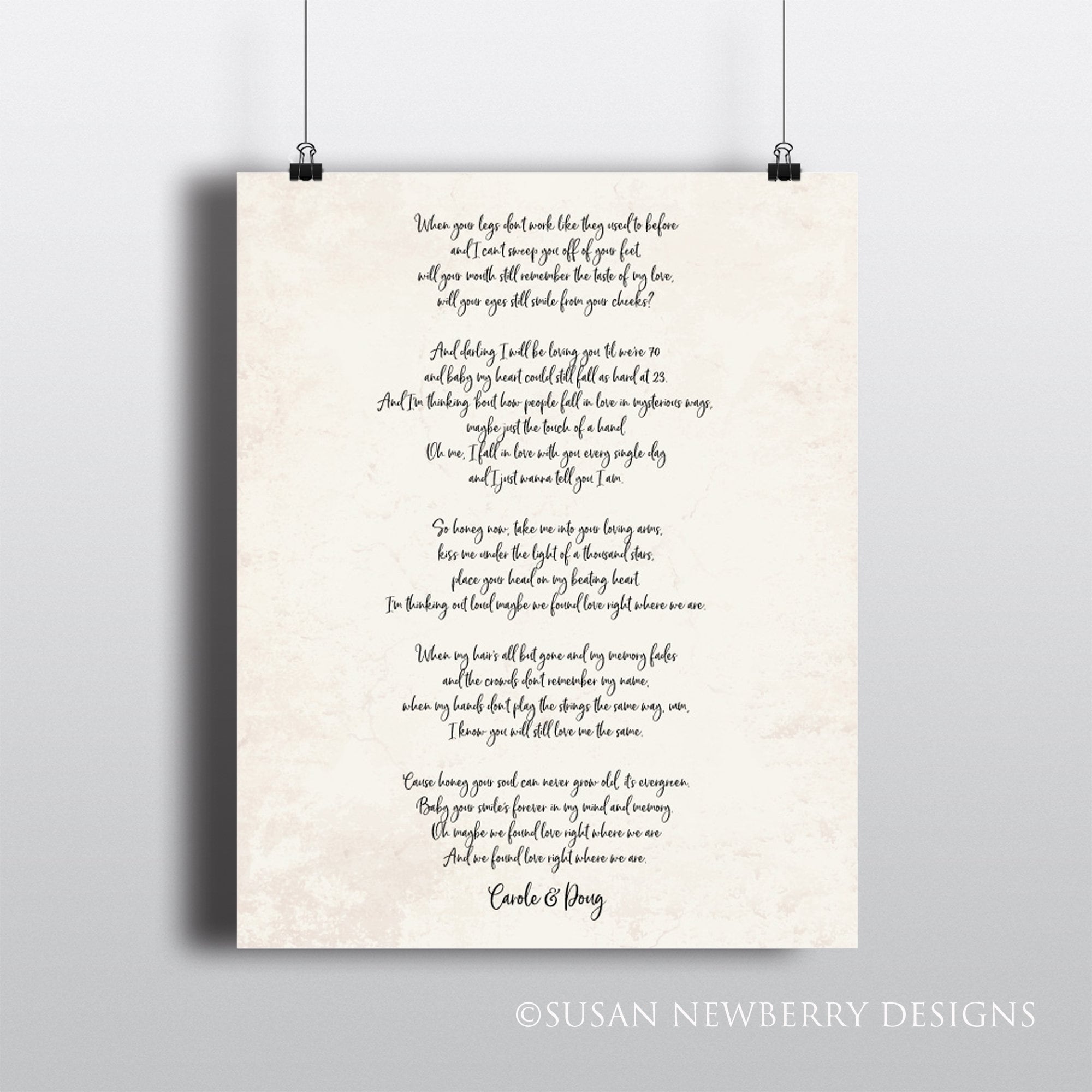 Custom Calligraphy Song Lyrics PRINT OR CANVAS First Dance | Etsy