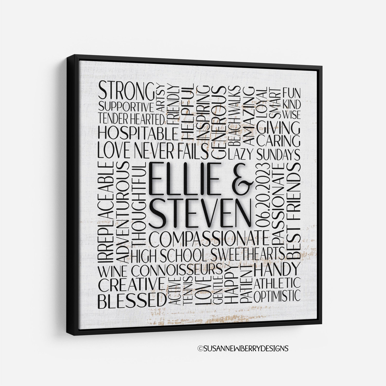 Custom Square Word Cloud - Birthday Wall Art - Wedding Anniversary Gift ...