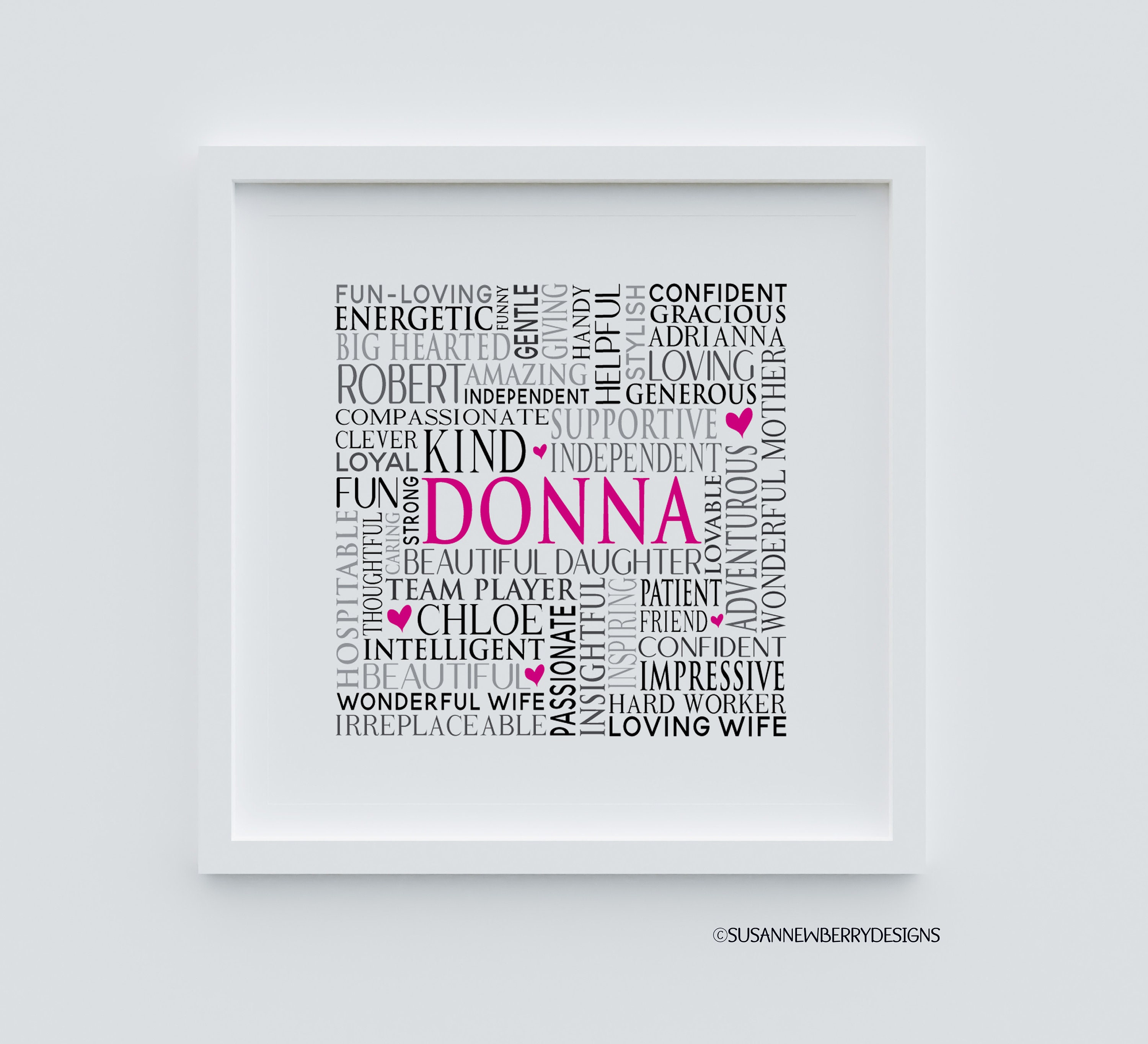 Custom Square Word Cloud - Perfect Gift for Anniversary, Wedding ...