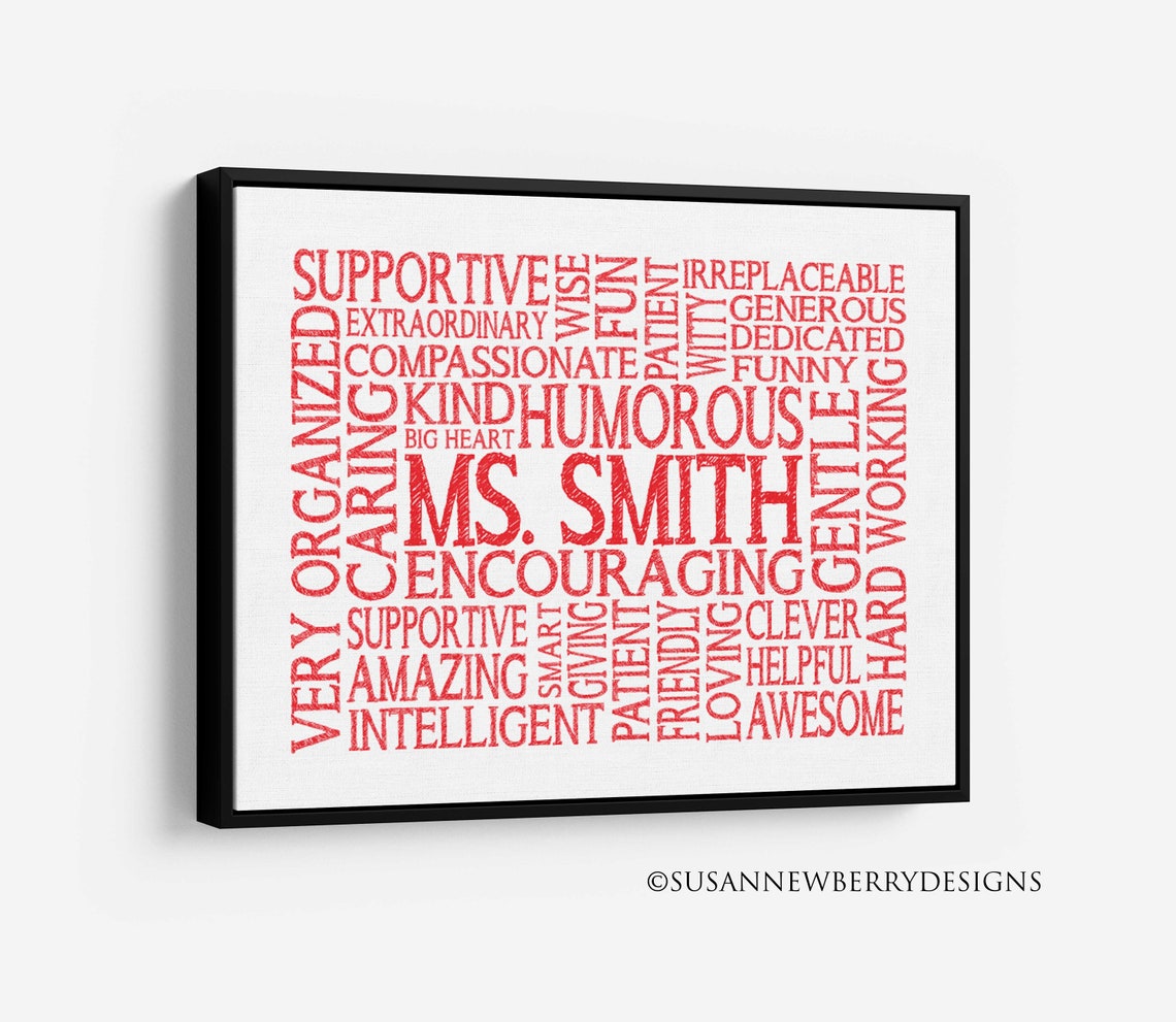 Custom Word Cloud PRINT OR CANVAS Personalized Typography - Etsy