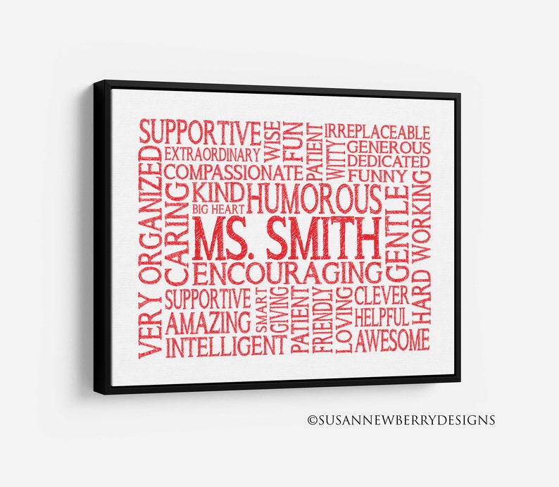 Custom Word Cloud PRINT OR CANVAS - Personalized Typography Wall Art ...