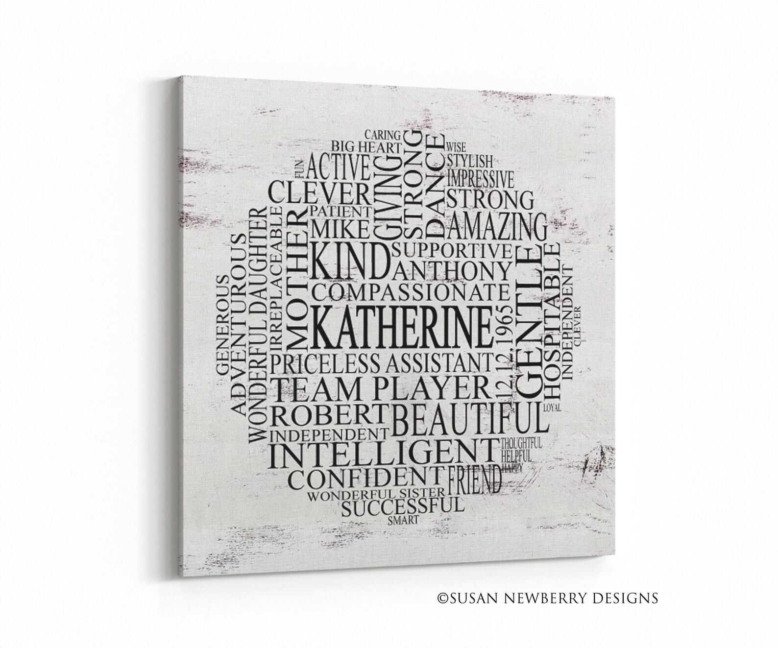 Custom Word Cloud Circle Print or Canvas - Gift or Weddings ...