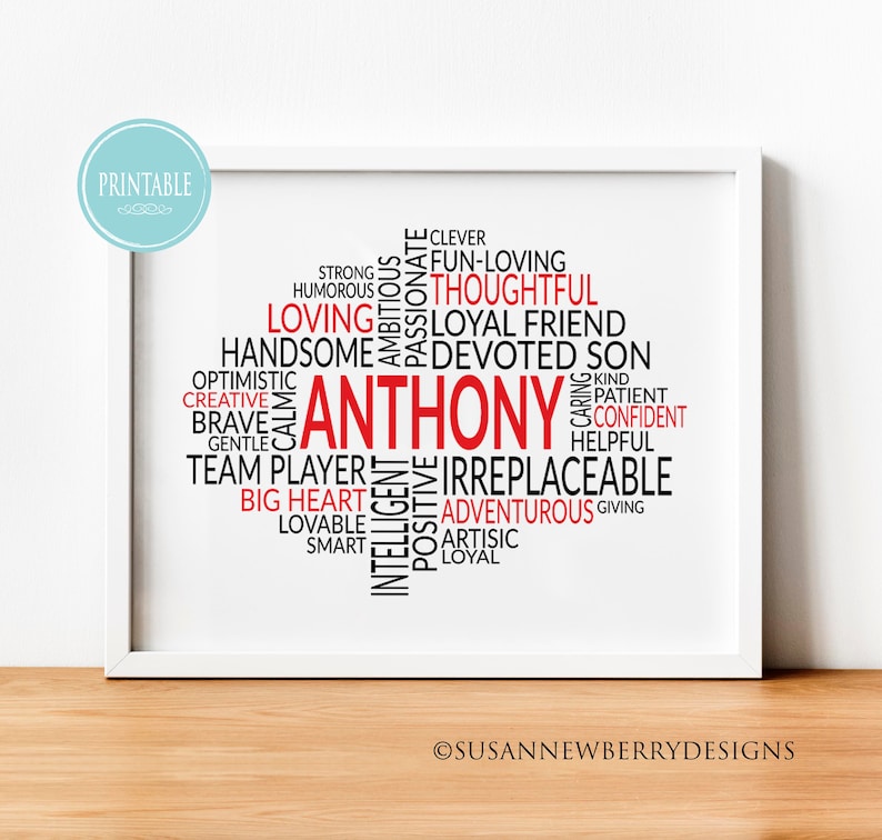 Custom Word Cloud Printable Personalized Name Typography - Etsy