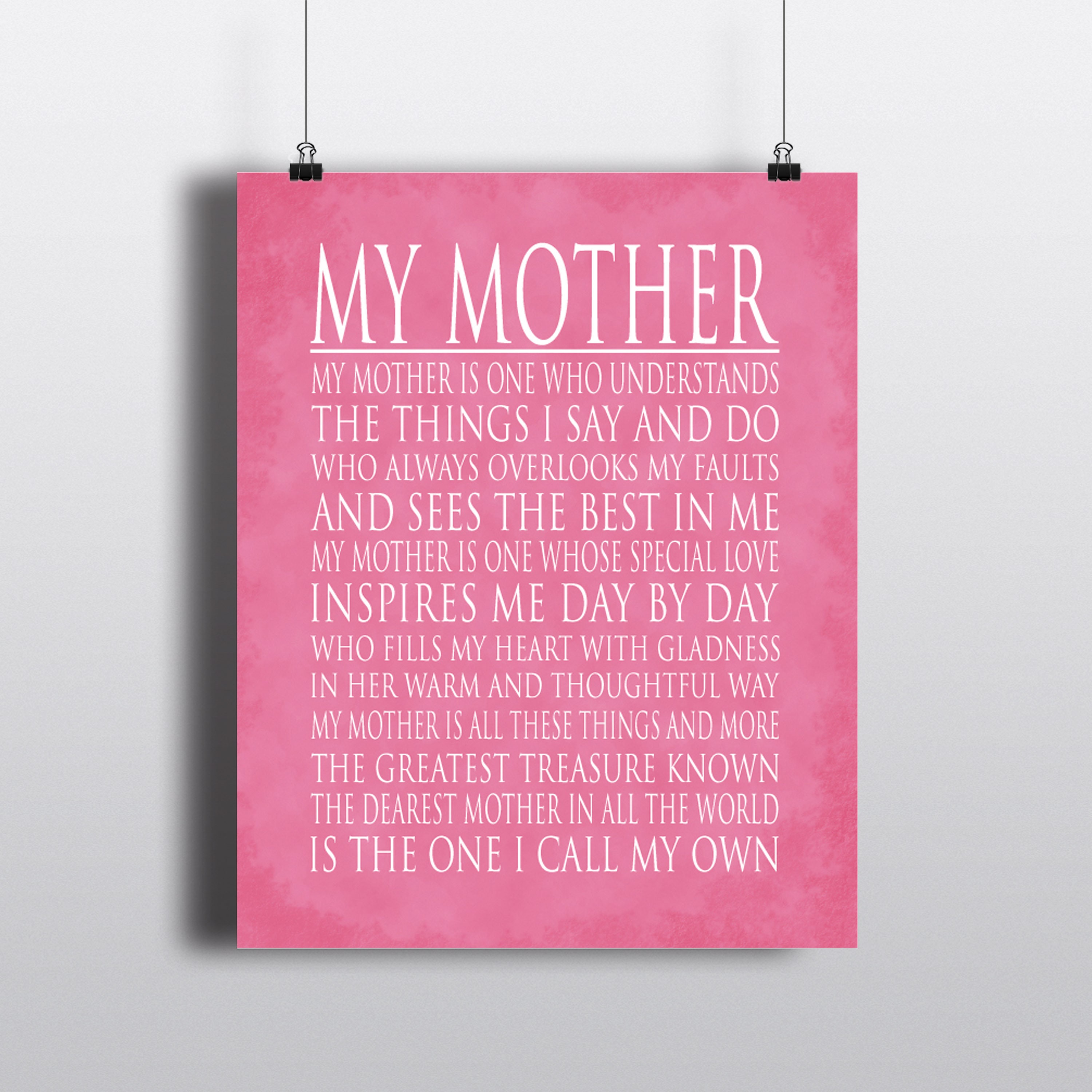 Typography Wall Art-My Mother is Inspirational Quote Unique | Etsy