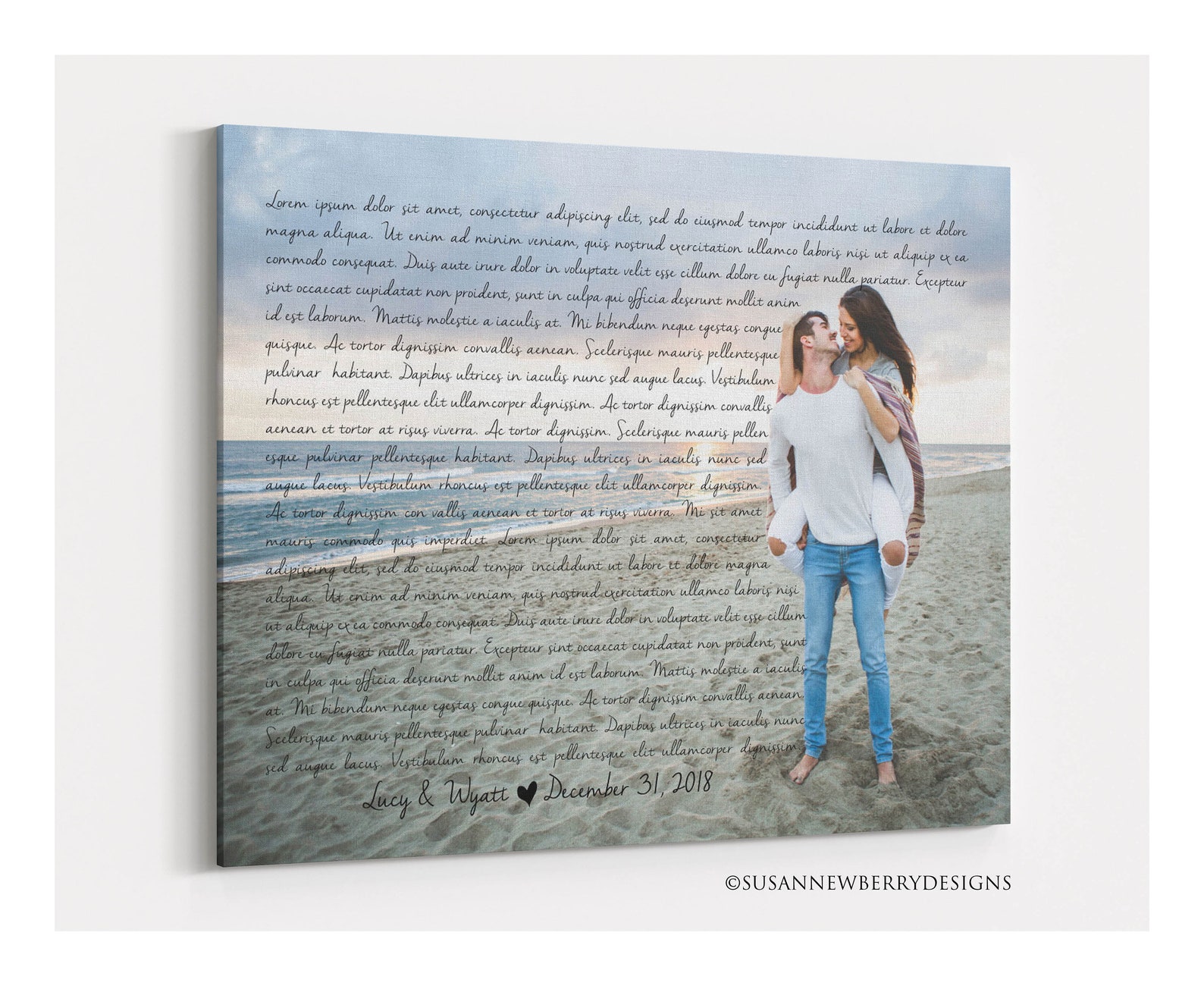 Wedding Photo With Your Wedding Vows Bible Verse or Song - Etsy
