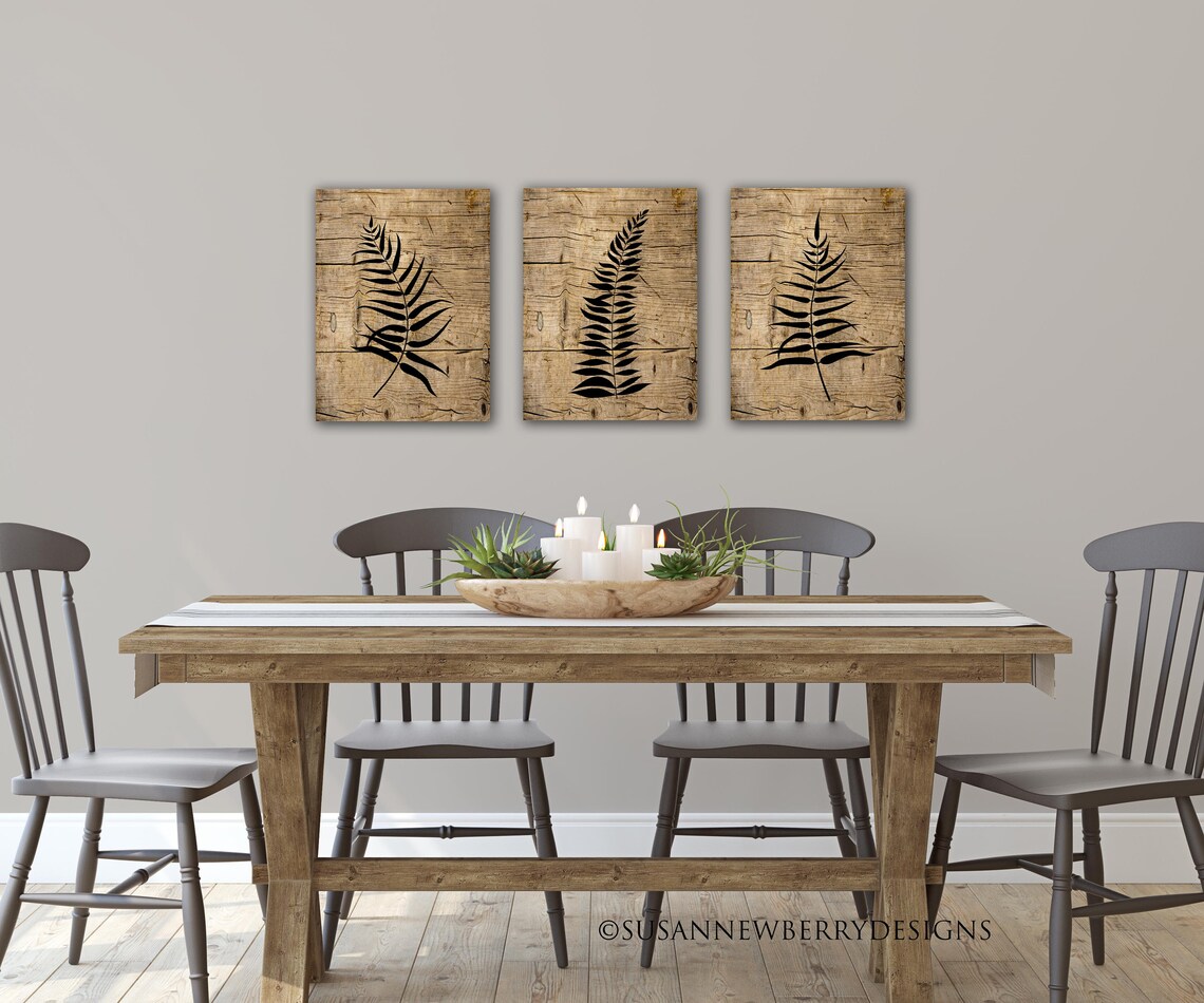 Botanical Fern Trio Wall Decor Set of three CANVASES | Etsy