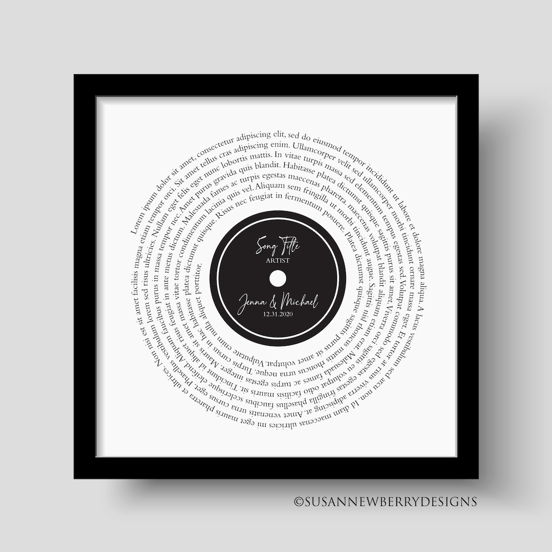 Customized Vinyl Record Song Lyrics Wall Art Print or Canvas - Wedding ...