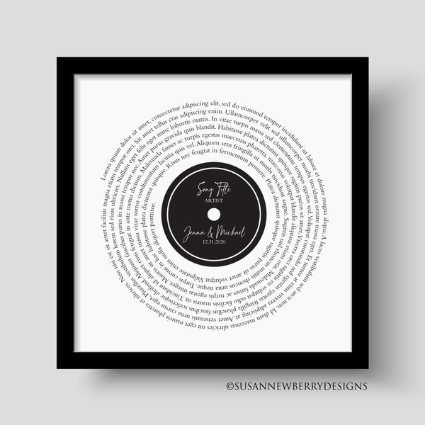 Custom Record Vinyl Lyrics Song Print - Etsy