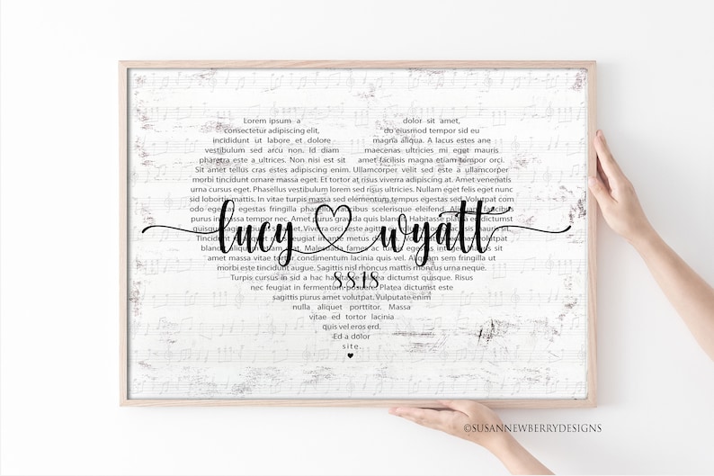 Any Song Lyrics PRINT OR CANVAS for Couple on Parchment Music - Etsy