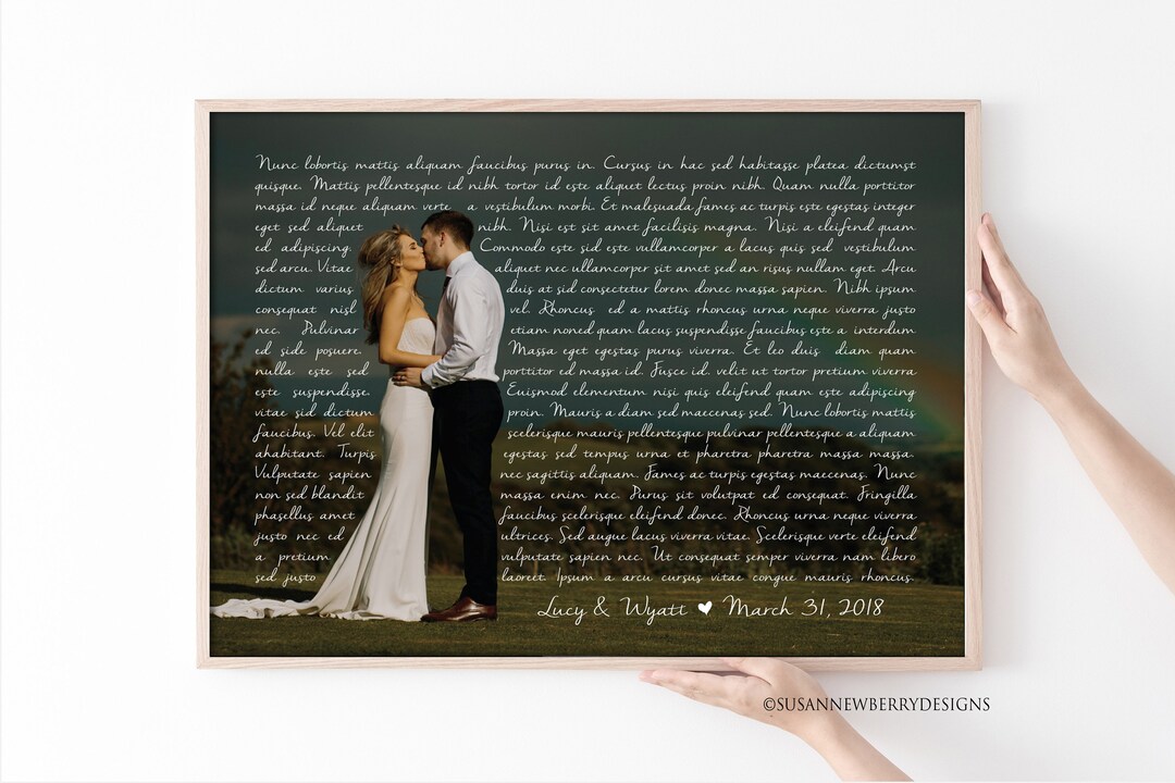 Wedding Photo With Your Wedding Vows, Bible Verse or Song Lyrics ...