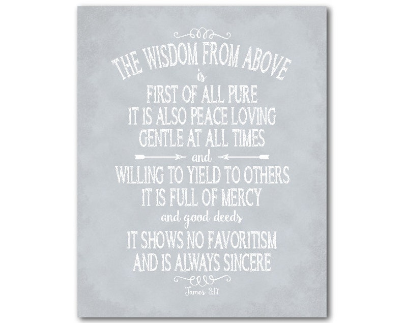 The Wisdom From Above is First of All Pure Bible Quote - Etsy