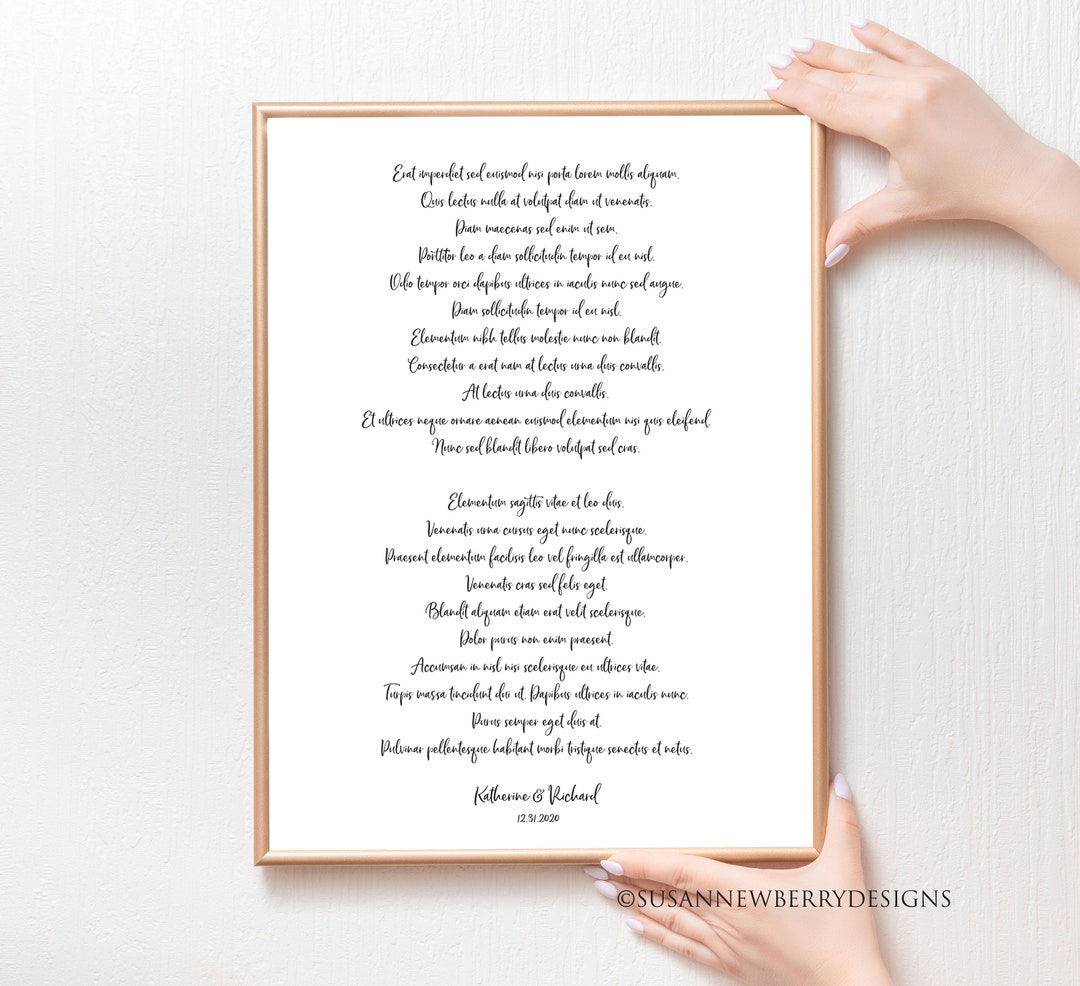 Custom Calligraphy Any Song Lyrics, Wedding Song, First Dance, Wedding ...