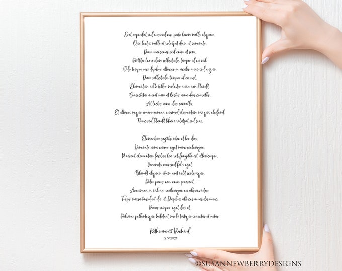 Custom Calligraphy Any Song Lyrics, Wedding Song, First Dance, Wedding ...