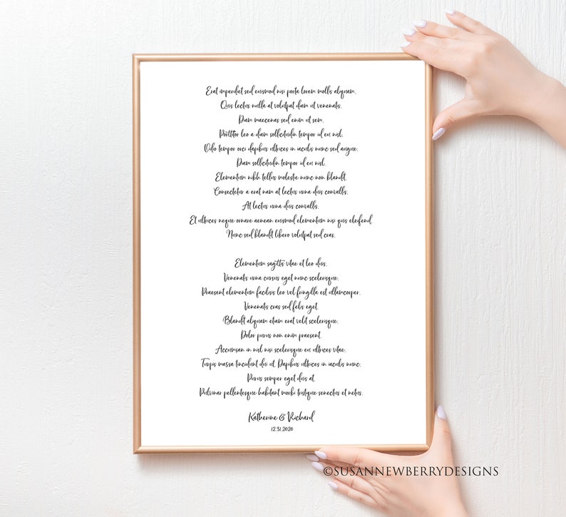 Custom Calligraphy Any Song Lyrics Wedding Song First - Etsy