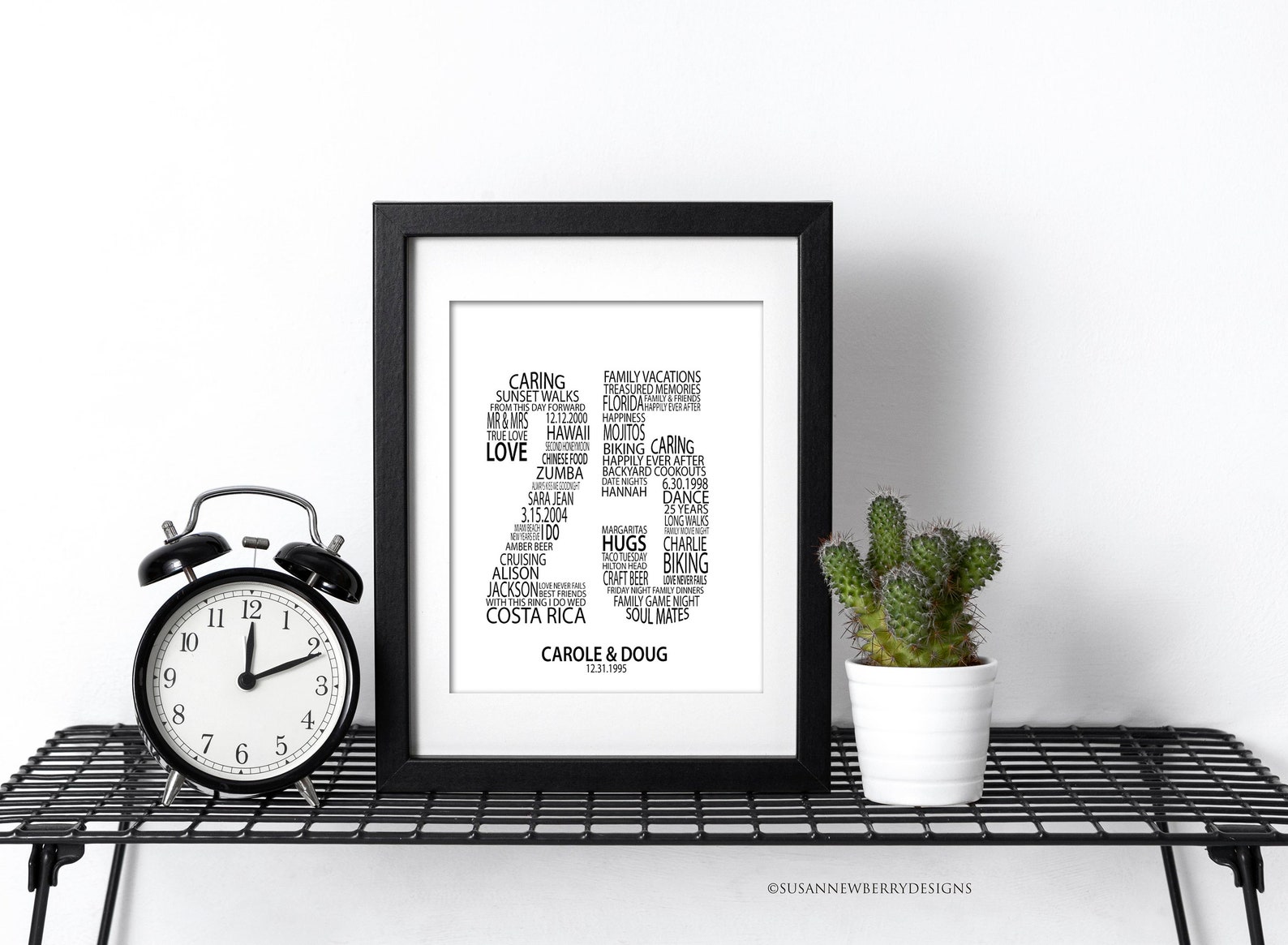 Custom Number Word Cloud PRINT OR CANVAS Anniversary, Birthday ...