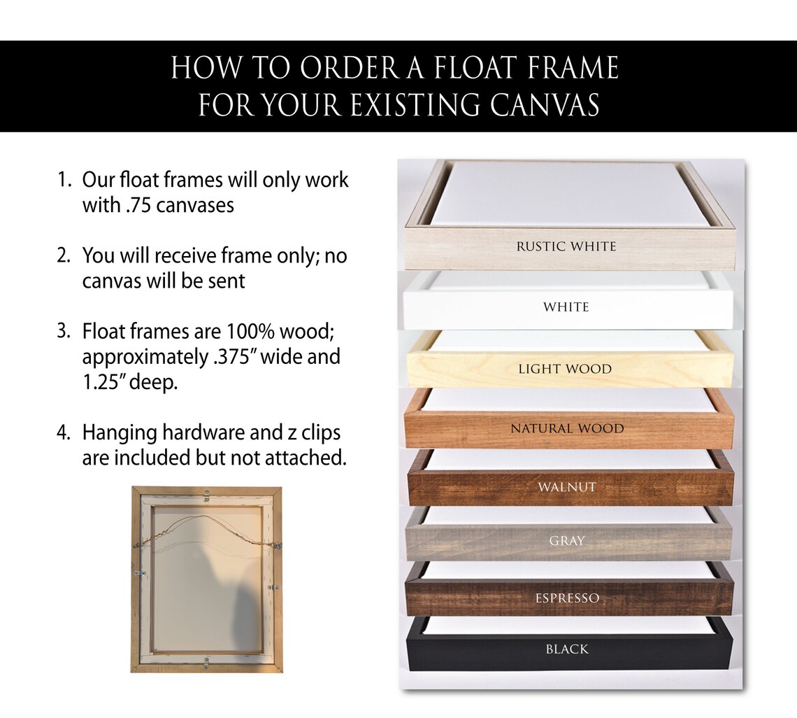 CUSTOM FLOAT Frames for Your CANVAS .75 Width Only No - Etsy
