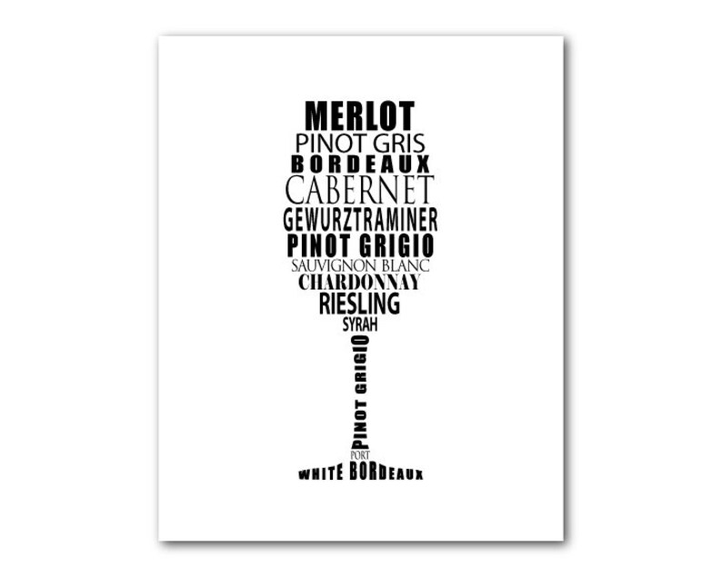 Wine Names Typography Wall Art PRINT OR CANVAS Unique Gift For Etsy Wine Names Typography Wall Art PRINT OR CANVAS Unique Gift For Etsy