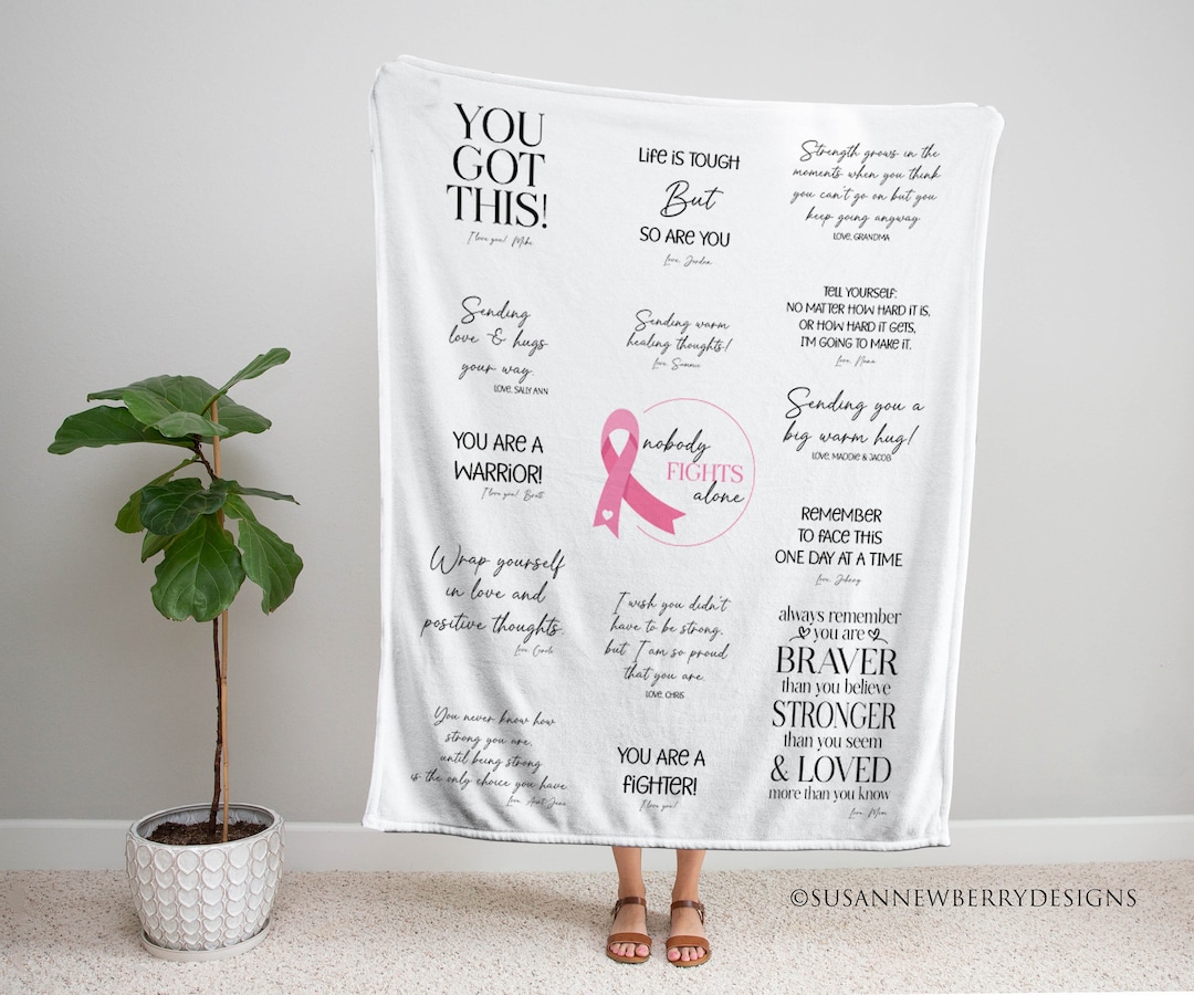 Nobody Fights Alone Breast Cancer Blanket - Gift for Cancer Patient ...