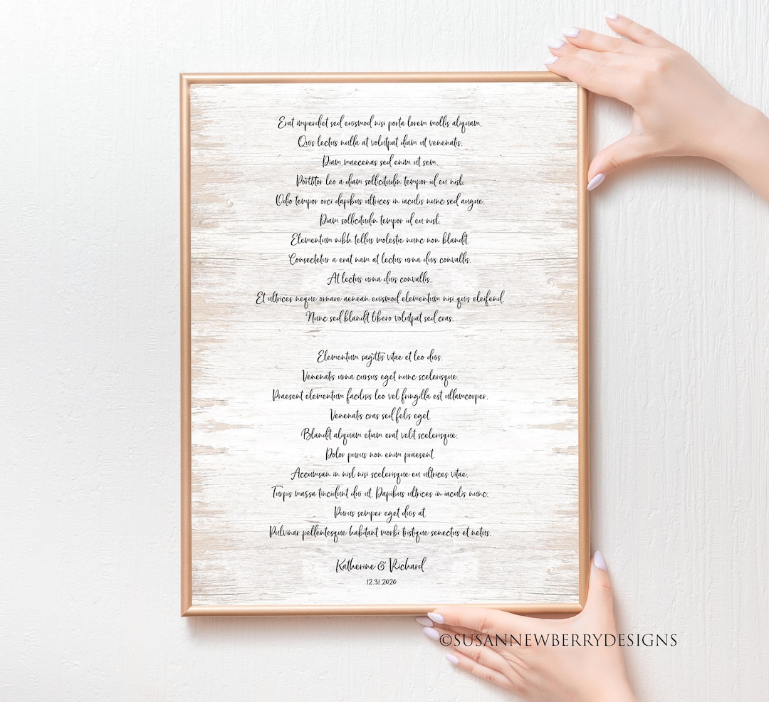 Custom Calligraphy Song Lyrics PRINT OR CANVAS - First Dance Wedding ...