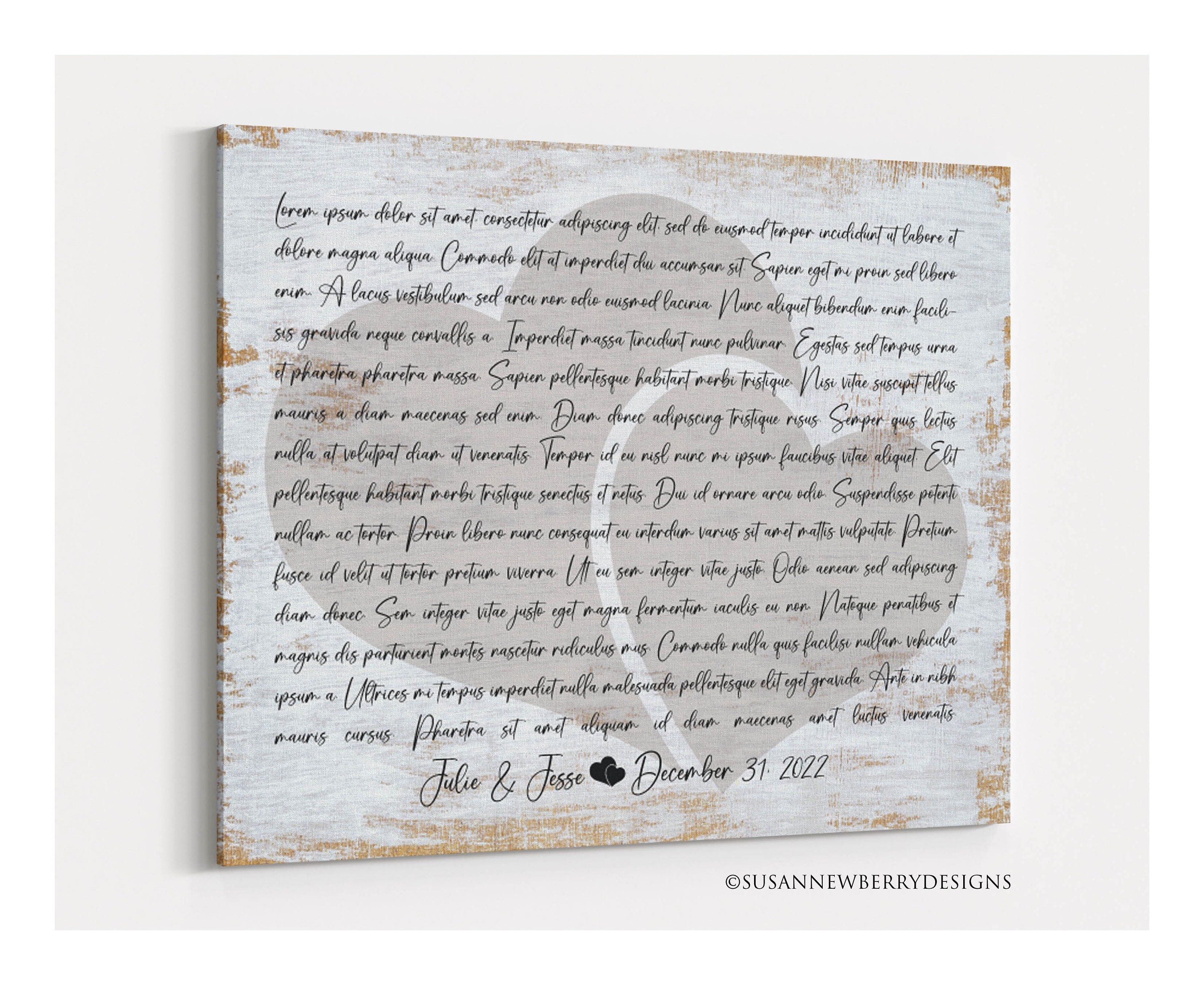 Two Hearts Song Lyrics PRINT OR CANVAS - Wedding Vows - Bible Verse - Personalized Anniversary ...