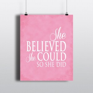 Girl's Wall Decor-she Believed She Could so She Did-nursery Print or ...