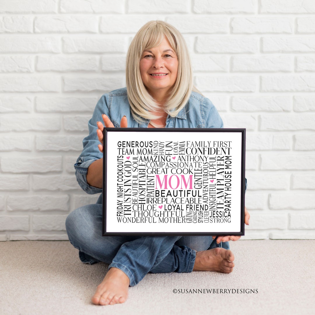 Personalized Mom Word Cloud Art Print or Canvas: Custom Typography Gift ...