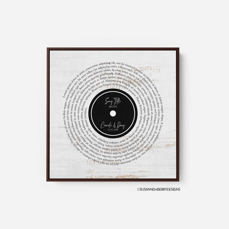 Customized Vinyl Record Song Lyrics Wall Art Print or Canvas - Wedding ...