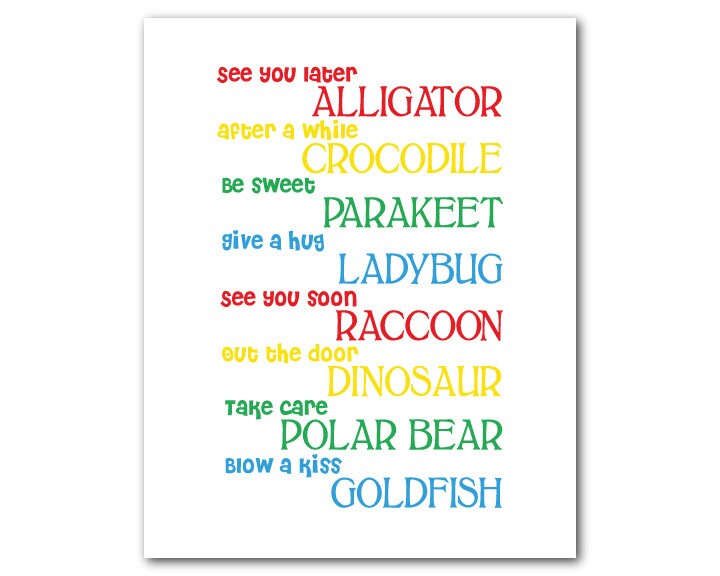 Kids Wall Art See you later alligator after a while crocodile | Etsy
