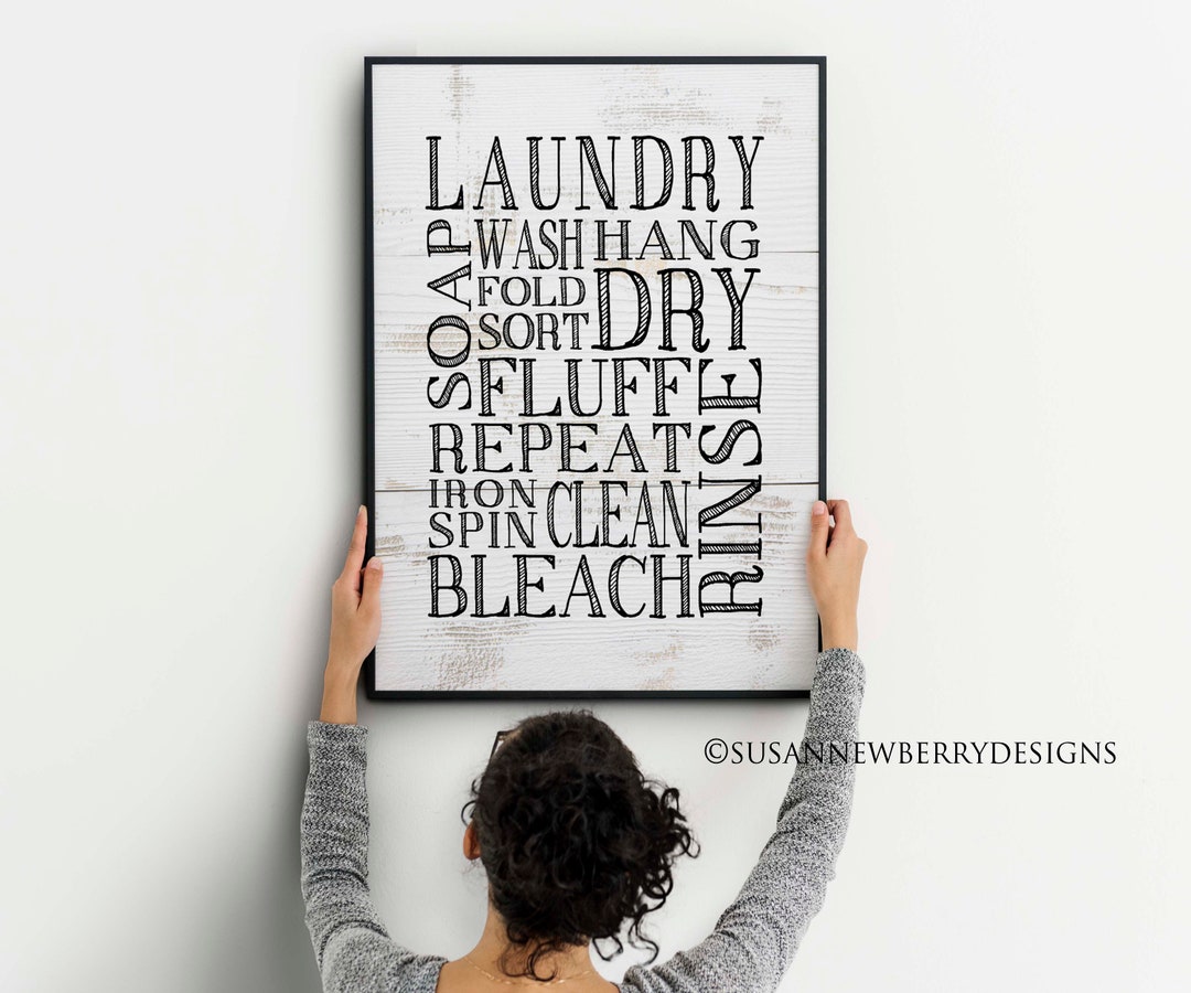 Laundry Typography Wall Art Laundry Room Wall Decor PRINT or CANVAS ...
