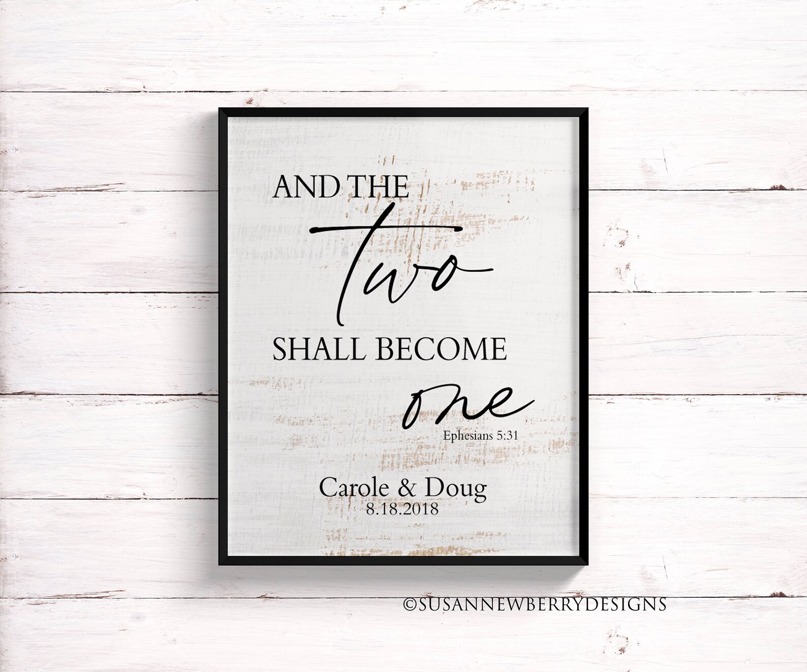 Framed Wood Sign - and the Two Shall Become One Personalized ...