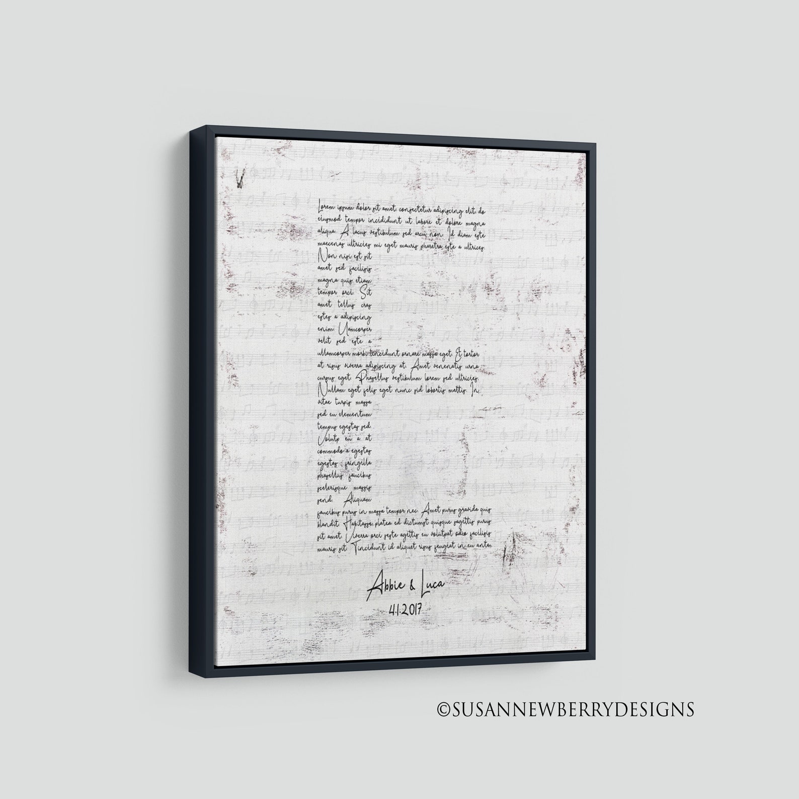 Initial Typography With Any Song Lyrics or Wedding Vows Print or Canvas ...