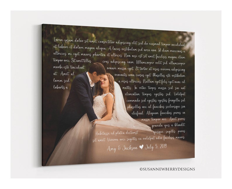Custom Wedding Photo PRINT OR CANVAS Wedding Vows or Song - Etsy