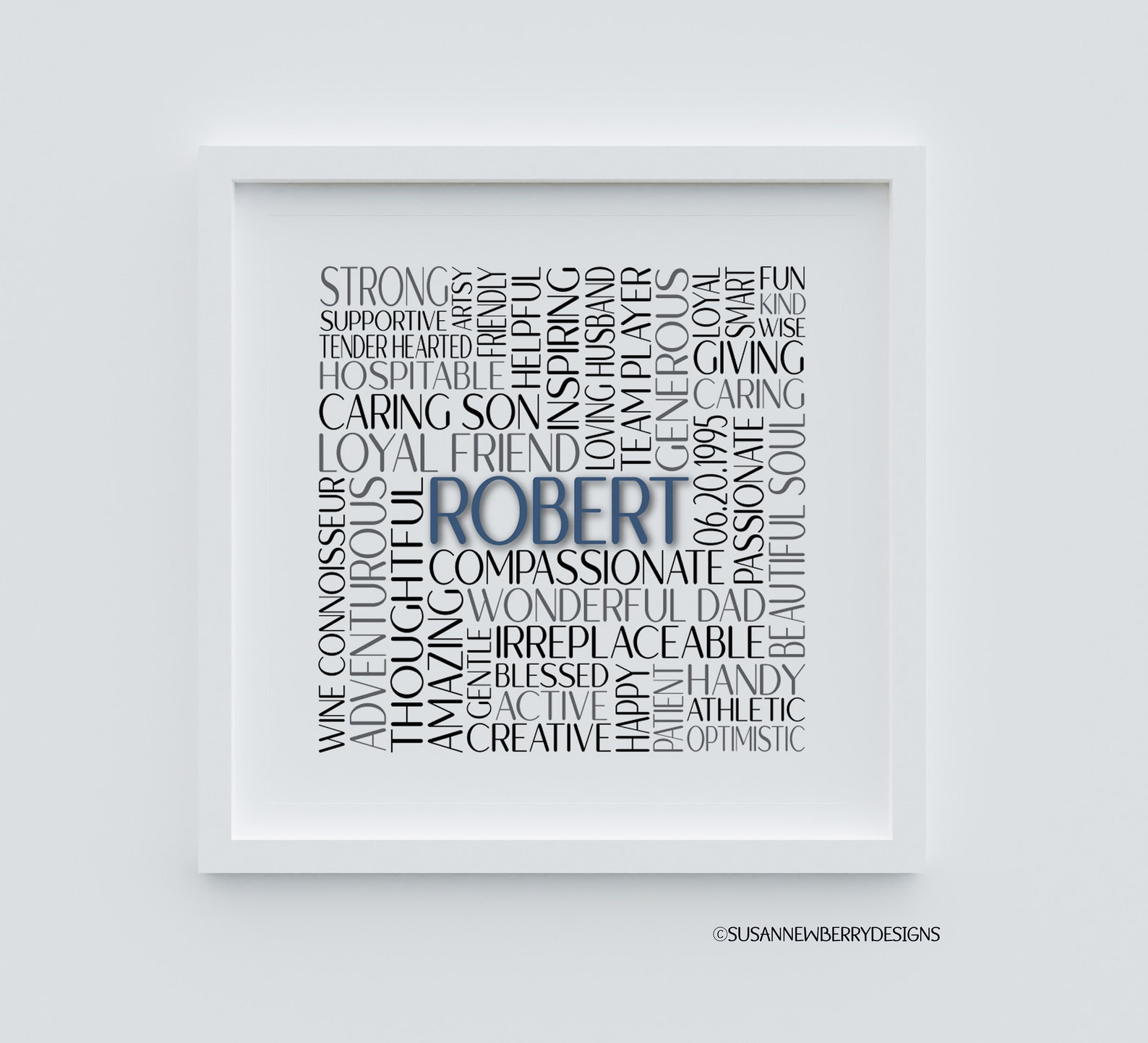 Custom Square Word Cloud - Birthday Wall Art - Wedding Anniversary Gift ...