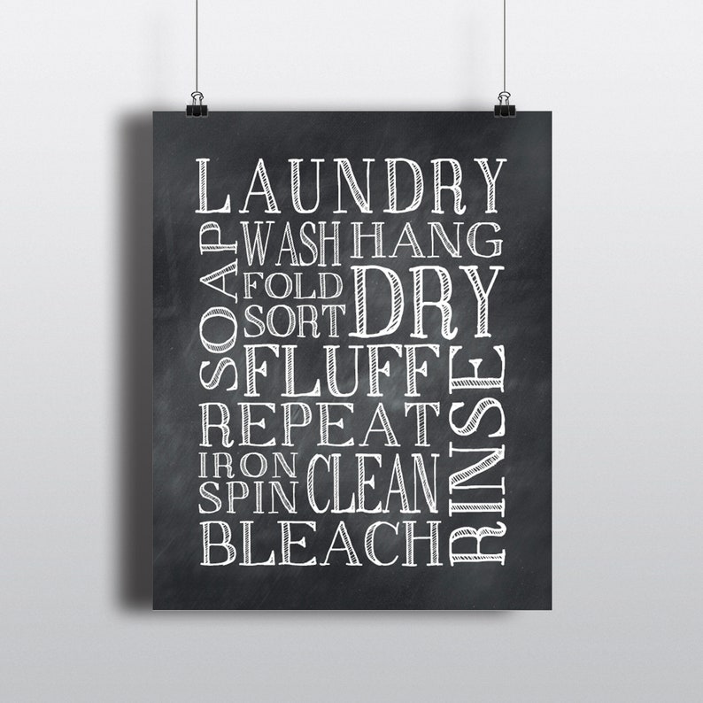 Laundry Typography Wall Art Laundry Room Wall Decor PRINT or | Etsy