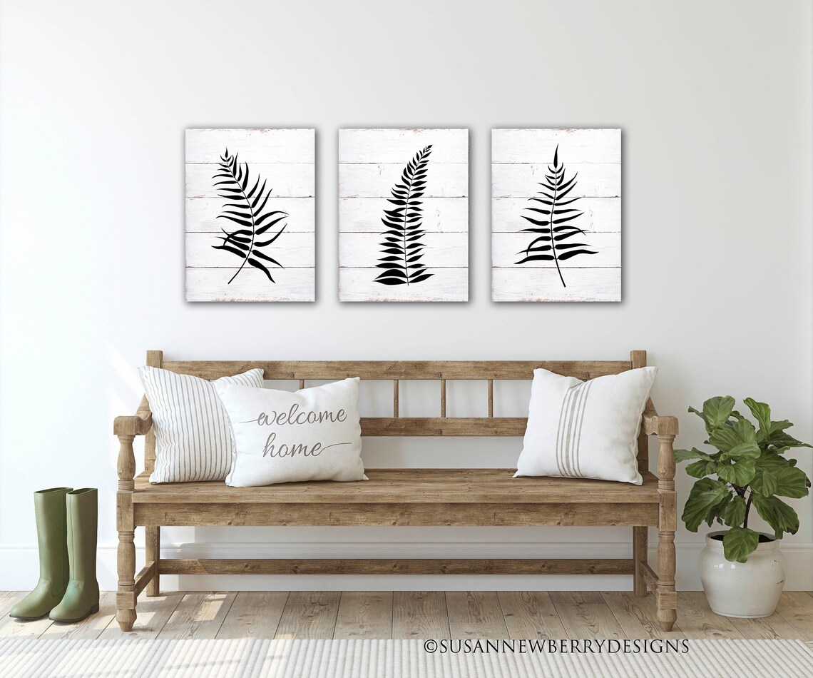 Botanical Fern Trio Wall Decor Set of three CANVASES | Etsy