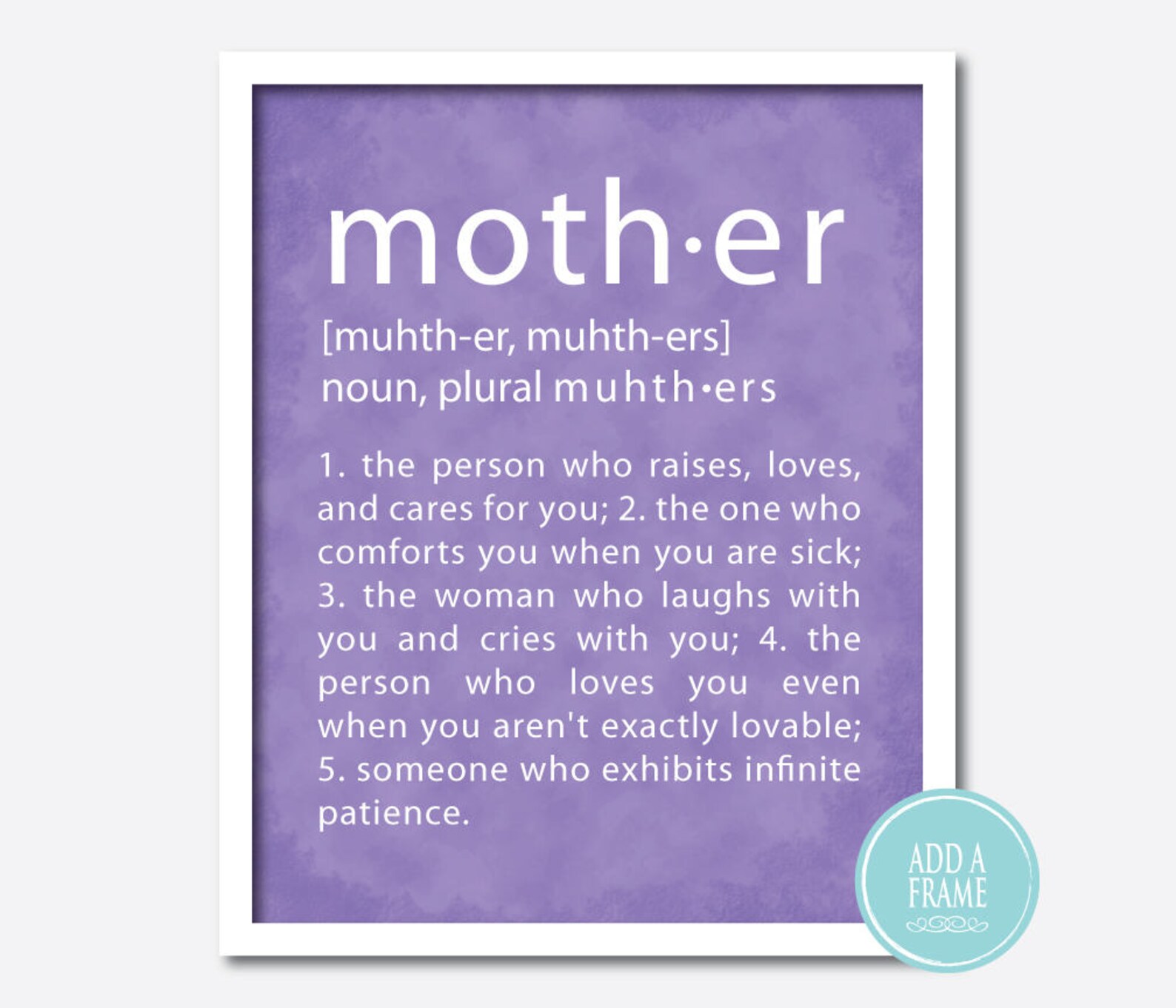 Mother's Day Wall Art Mother Definition Word Art PRINT | Etsy